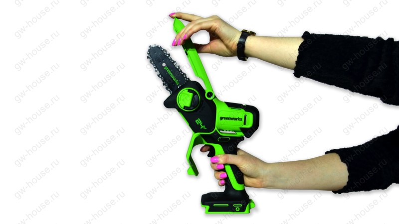 Купить Цепная мини пила аккумуляторная Greenworks G24MCS10, 24V, 10см ...